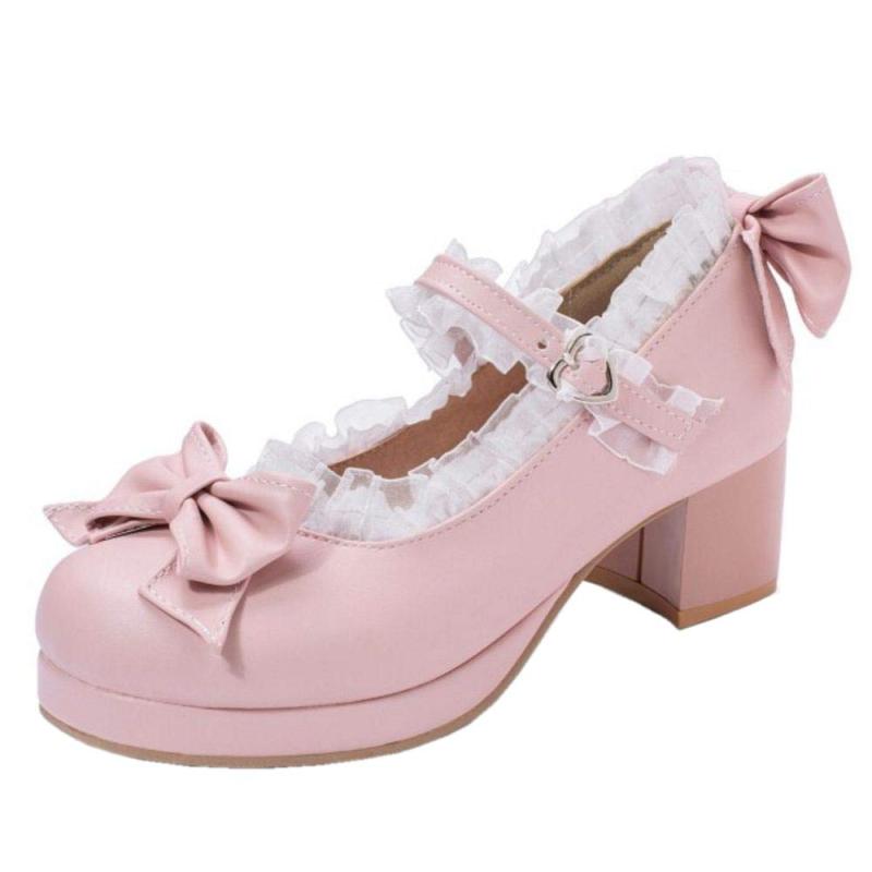 [FANIMILA] レディース ロリータ 靴 大きいサイズ リボン ゴスロリ 靴 厚底 メイド 靴 フリル パンプス 可愛い おでこ靴 ロリィタヒールの高さ:5cmサイズについて： それを購入する前に私たちのサイズチャートをチェックし、足...