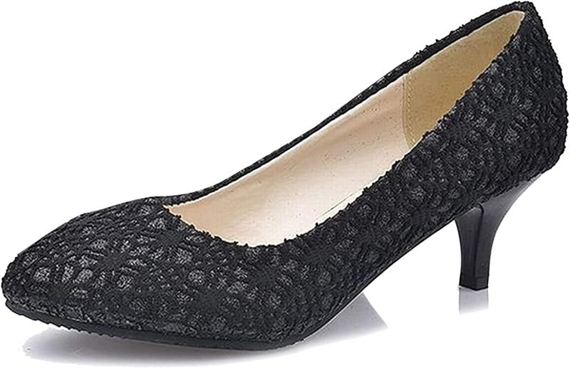 [ビューメンス] 総レース ラメ入り ローヒール パンプス フェミニンサイズ：22cm 22.5cm 23cm 23.5cm 24cm 24.5cm 25cmレースデザインが上品でエレガントなレディースパンプスです。全面の総レースで、女性ら...