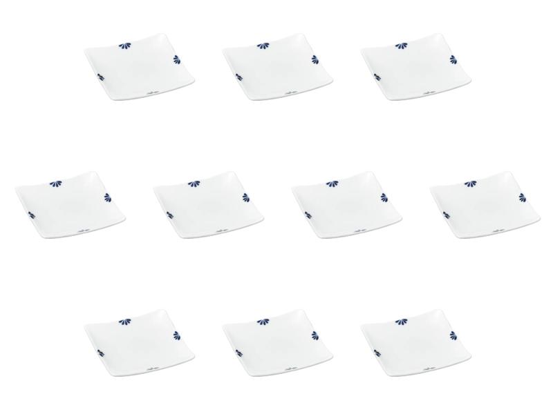 10個セット 小花（青）正角銘々皿 [ 12×12×1.8cm ] | 取皿 強化磁器 セトモノホンポ(Setomonohonpo)各[ 12×12×1.8cm ]強化磁器