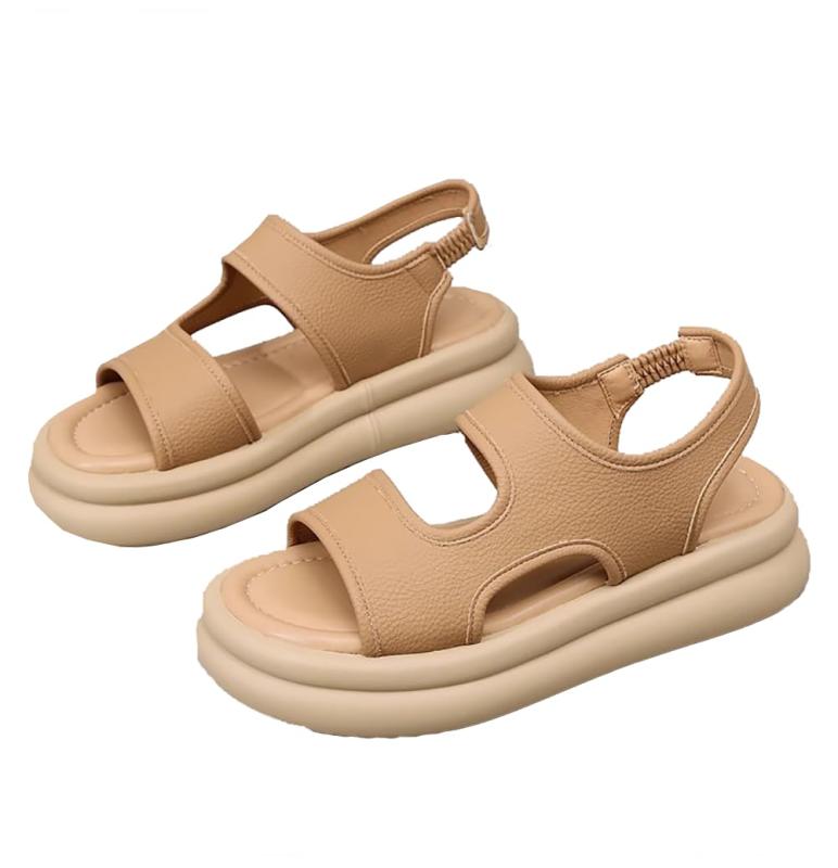 [Bageson]レディース サンダル 厚底 ファッションサンダル オシャレ 歩きやすい 軽量 カジュアル表地: ポリエステル　ヒールの厚さ：4cmオフィスや日常生活で気軽に履ける厚底サンダルです。ベルトはゴムひもを使用し、着脱も楽でホール...