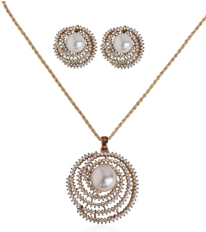 Touchstone Indian Bollywood Contemporary Stylish Designer Jewelry Pendant Set in Colorful Gold or Silver Tone for Women.