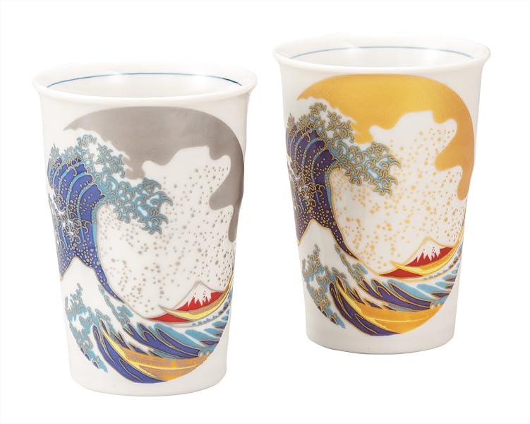 ナカマル『九谷焼』ペアフリーカップ・北斎波 K9-1168サイズ:径8.4×高11.4cm素材・材質:磁器生産国:日本化粧箱入