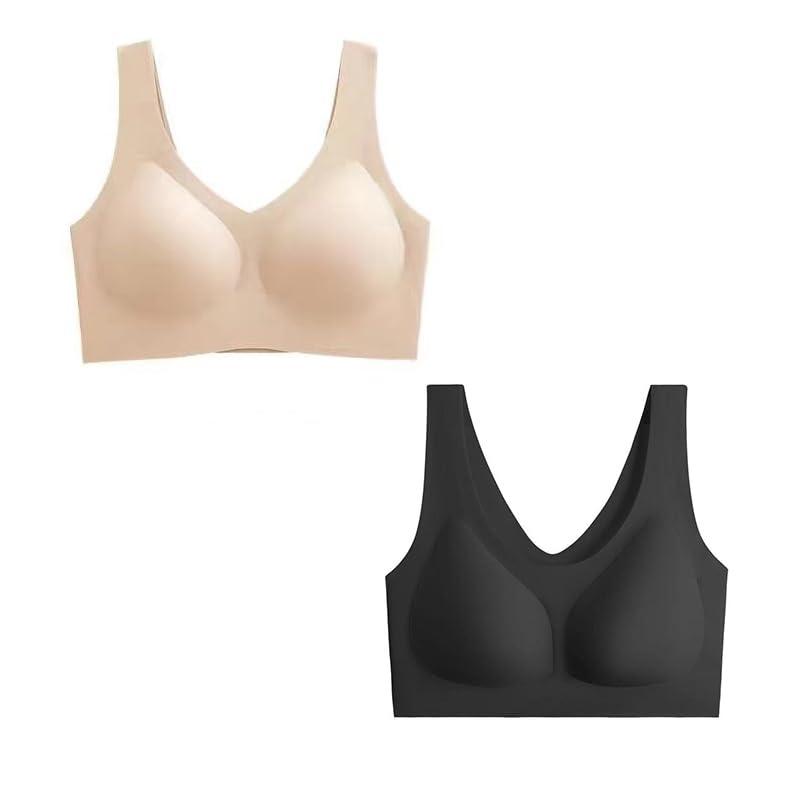 [Kevis] ノンワイヤーブラジャー 4枚セット ナイトブラ シームレスブラ 昼夜兼用 脇高 通気性7倍 パイポジ維持 ずれ防止 3D立体カップ 脇肉収納 Uバック ナイロン/ポリウレタン製（2枚/1枚もご【肌触り最高の高弾性素材】ナイロ...