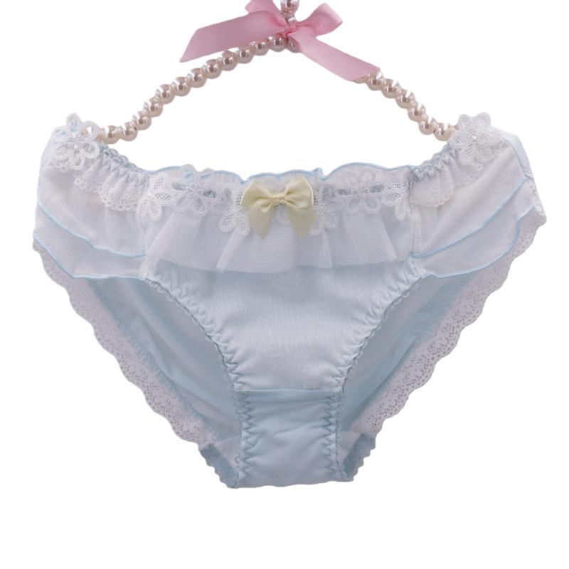 [EasyTalk] レディース レース付き フリル パンティー, ホワイト, ロマンティック リボン飾り, エレガント 下着 [並行輸入品]デザイン: 上品なレース装飾とフリルデザインが特徴的な女性らしいパンティー。繊細な刺繍とリボン飾り...