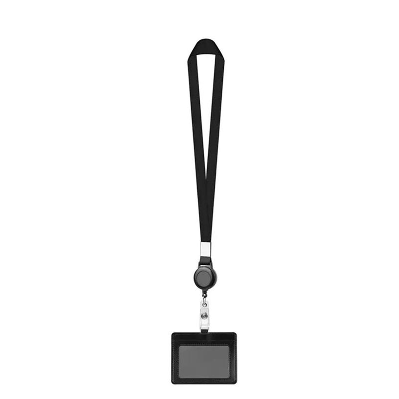 IDカードホルダー パスケース PUレザー 高級 横型 伸縮 首掛け 定期入れ パスケース 収納 名札社員証 入館証 首掛け ネックストラップ付 通勤 通学 男女兼用 (ブラック)パッケージ内容：IDカードホルダー (ブラック)。商品に何か...