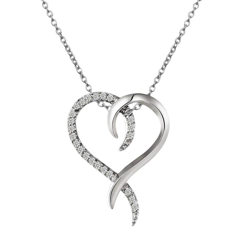 [Oidea] レディース ネックレス ハート ペンダント 925シルバー: 透かし彫り ジルコン オリジナル アクセサリー ジュエリー おしゃれ 質感 精巧 きれい 母 彼女へ-バレンタインデー プレゼント【規格】ペンダント長さ*幅：2....