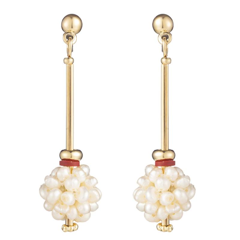 saranghaeヘアボールイヤリング 冬のイヤリング シェルピアス 巻き貝のイヤリング さんイヤリングジルコンイヤリング クリスタルイヤリング 女性のイヤリング ピアス1製品サイズ：パール13mmゴールドリングの長さ30mm全長45mm2...