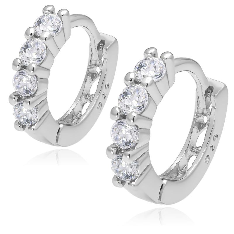 [Adelina Style] シルバー ピアス レディース 人気 つけっぱなし フープピアス 1ペア リングピアス キュービックジルコニア S925 純銀製 金属アレルギー対応入ジルコニア＆シルバー925純銀製ピアス【ピアスセット内容】ピ...