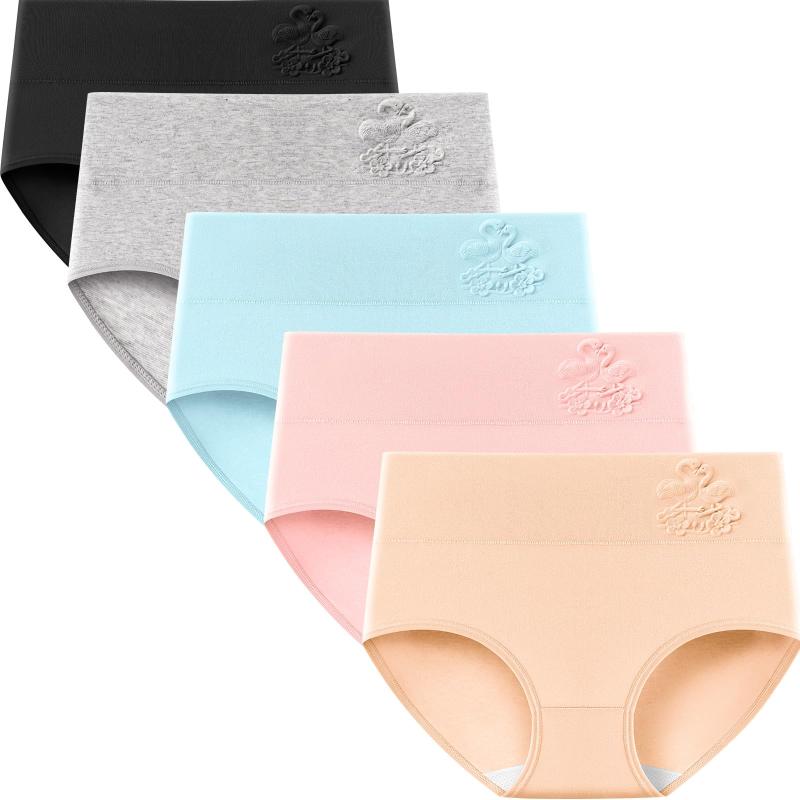 [PHOLEEY] ショーツ レディース パンツ レディース下着 パンティー 女性用 ショーツ 綿 高通気性 高伸縮性 5枚セット【二重高腰デザインで完璧な腹部引き締め 】このレディース高腰ショーツは、二重高腰デザインで腹部をしっかり引き締...
