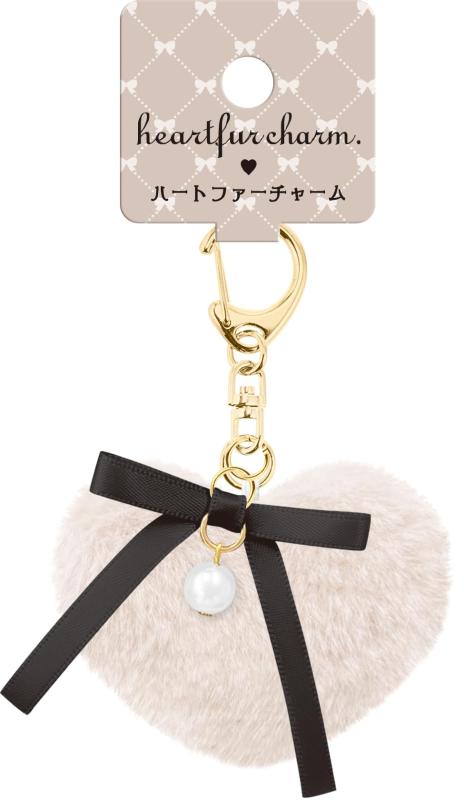 クーリア キーホルダー ハートファーチャーム ラテ 04117【サイズ】W60×H135×D25mm【素材】ポリエステル、ABS、亜鉛合金