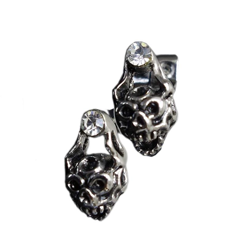 2個1ペア ピアス ロック パンク ゴシック スカル CZ 人工ダイヤ ;AWP-085サイズ　：　約H13mm×W7.3mm×D5.3mm重量　：　約1.3g素材　：　306ステンレス生産国　：　中国2個1ペアでのお届けとなります。サイズ...