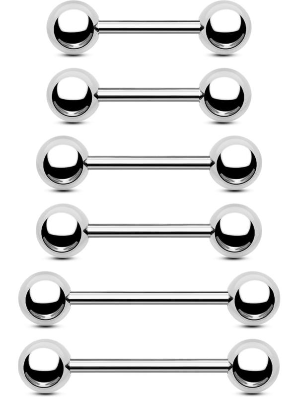 OUFER Body Piercing 12/14/18mm Nipple Bar 316L Stainless Steel Tongue Piercing Barbell Externally Threaded Nipple Jewell...