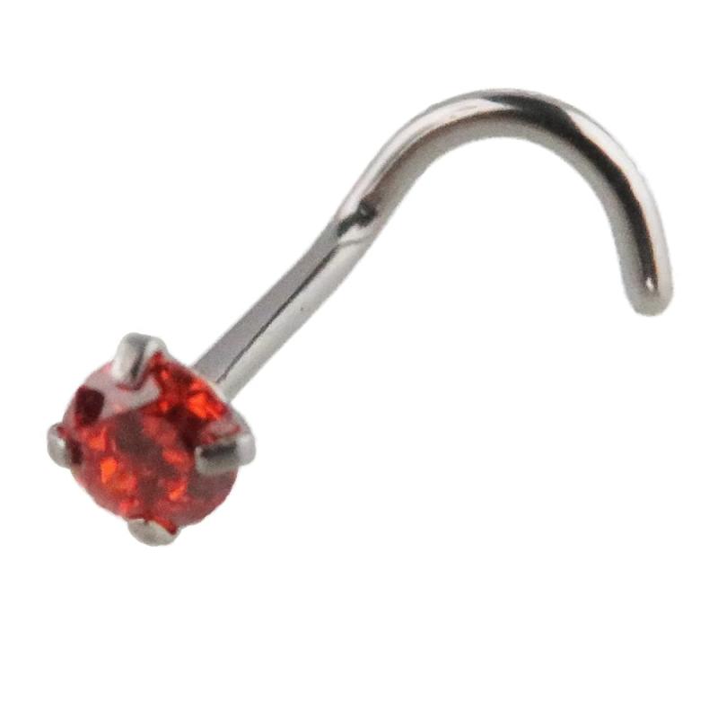 PIAcollection 鼻ピアス 18G スクリュー タテ爪 ジュエル レッド 2.5mm シルバーカラー ハナピアス 鼻ピ ノーズ ボディピアス ボディーピアス sc18sv25red●素材：ステンレス ●ゲージ：18G（約1.0mm...