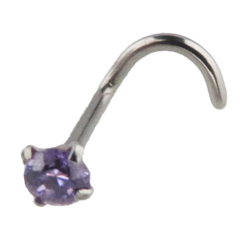 PIAcollection 鼻ピアス 18G スクリュー タテ爪 ジュエル ライトパープル 2.5mm シルバーカラー ハナピアス 鼻ピ ノーズ ボディピアス ボディーピアス sc18sv25lpl●素材：サージカルステンレス ●ゲージ：1...