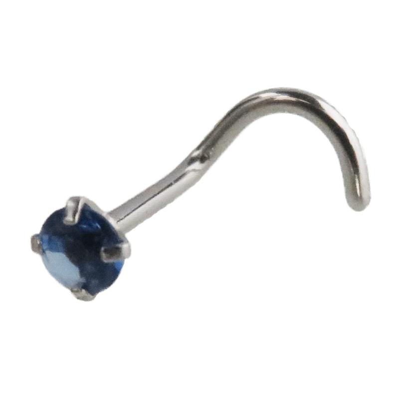 PIAcollection 鼻ピアス 18G スクリュー タテ爪 ジュエル ブルー 2.5mm シルバーカラー ハナピアス 鼻ピ ノーズ ボディピアス ボディーピアス sc18sv25bl●素材：サージカルステンレス ●ゲージ：18G（約1...