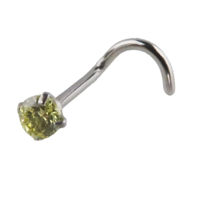 PIAcollection 鼻ピアス 18G スクリュー タテ爪 ジュエル イエロー 2mm シルバーカラー ハナピアス 鼻ピ ノーズ ボディピアス ボディーピアス sc18sv2ye●素材：サージカルステンレス ●ゲージ：18G（約1.0...