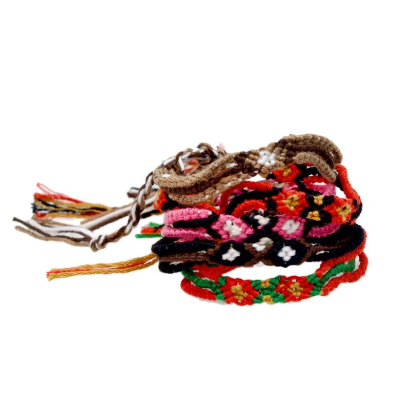 【HANDMADE BRACELET】5本セット 幸せ ハンドメイド メキシカン ミサンガ メンズ レディース フレンドシップ フェス アウトドア ;AMMI-049