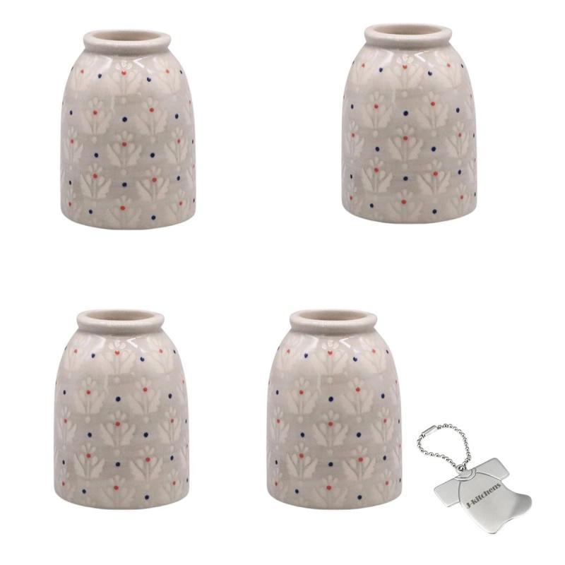 J-kitchens Select 4個入 セット 花瓶 陶器 一輪差し 小花 東欧風 フラワーベース A Φ6xH8cm グレー （オリジナルタグ1個付）No5241本体素材：セラミック製品サイズ：約Φ5x8.2cm防水加工済一品一品が手...