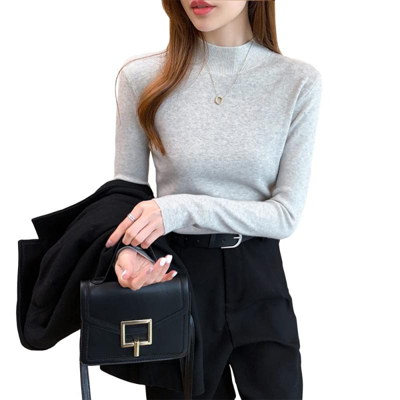 [Xiaoyu] タートルネック ニット レディース 秋冬 ハイネック セーター 無地 柔らかい 高伸縮 リブ オフィス 事務服 通勤 OL 薄手 重ね着に便利 きれいめ トップス 洗える【サイズ 】フリーサイズ=日本サイズS~L相当： 着...