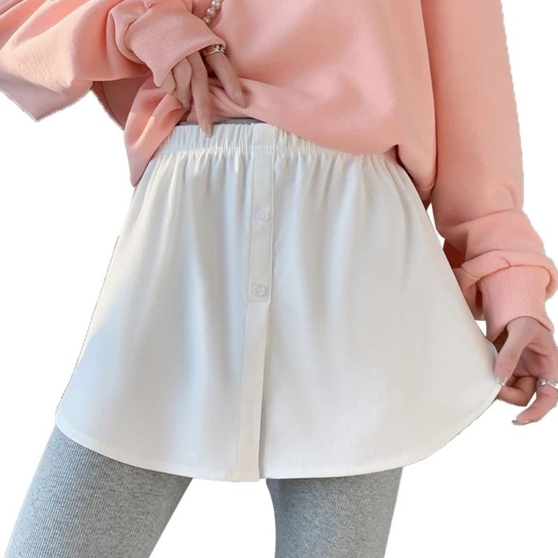 [fourfivesixはる] 付け裾 レイヤード レディース 体型カバー つけ裾 トップス 重ね着風 無地 スリット入り ウエストゴム 付け裾 夏 秋 チュニック かわいい カジュアル レイヤードtシャツ スリ付け裾 レイヤード レディー...