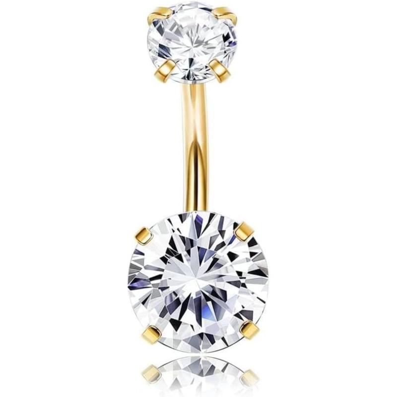 [LOYALLOOK] ヘソ ピアス 14K 臍 ボディピアス レディース ステンレス 人気 一粒 アレルギー対応 へそピアス 女性 ラウンド ジルコニア ピアス ヘソ 低刺激性 ボディピアス ジュエリー シルバー 敏感肌向けに最適化された...
