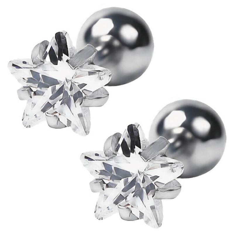 [From da Phactory] フロム ダ ファクトリー 立爪ジュエル スター ストレートバーベル サージカルステンレス 軟骨ピアス ボディピアス 2個