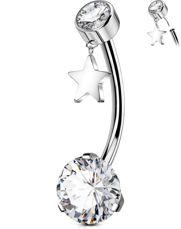 OUFER ボディピアス チタンベリーバー ピアス 10/12/14/16mm スレッドレス へそピアス ジュエリー 14G へそバー へそバー プッシュインベリーボタンリングスレッドレスチタンベリーバーの素材:へそバーはチタン、ニッケル、...