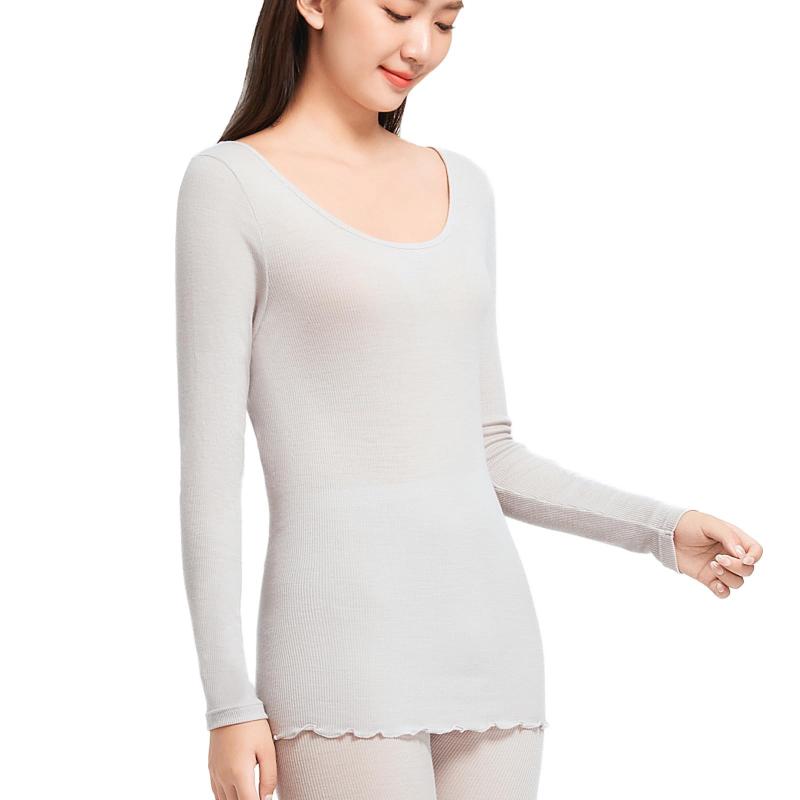 [ムジュー] 長袖シャツ メリノウール100% インナー 薄手 下着 柔らか 通気性 スーパーエキストラファイン 丸首 2W-2664天然繊維にこだわったお肌にやさしいインナーメリノウールの中でも一番細く高級な糸（スーパーエキストラファイン...