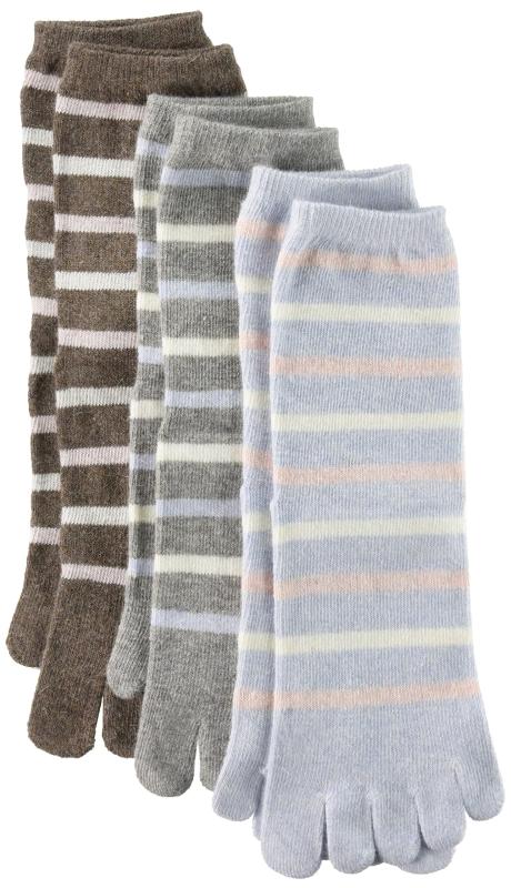 [イヤシ] 5本指クルー CONTEMPUS レディース5本指アンゴラ混クルー丈ズレにくいかかと付き