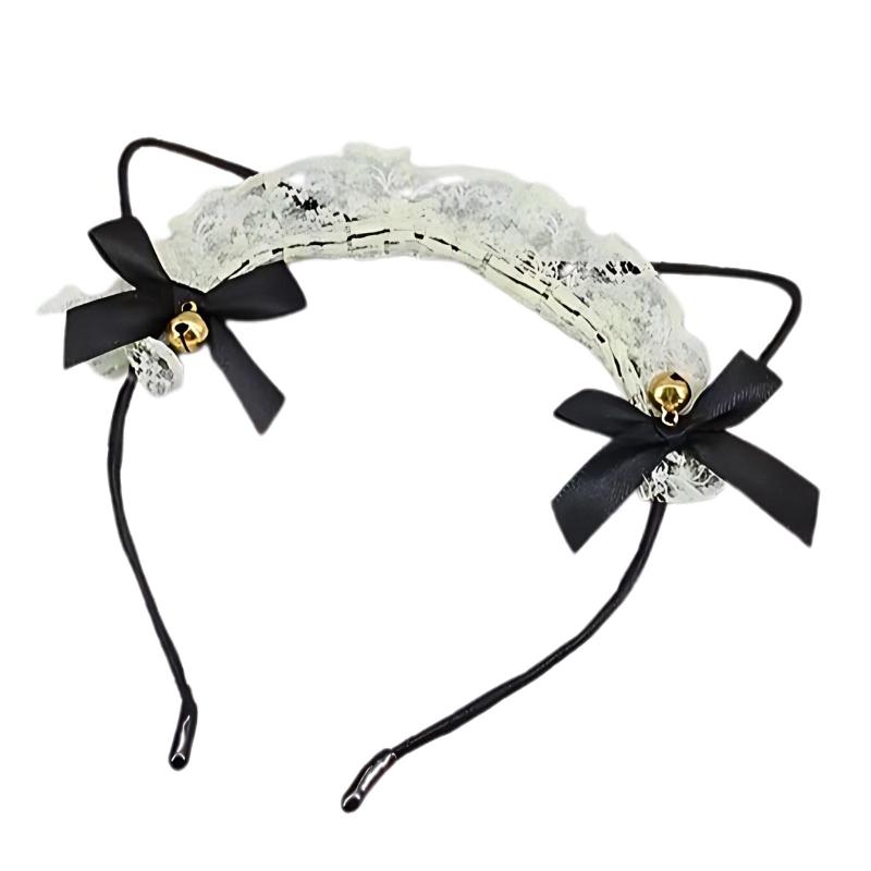 [Nestkanina] 猫耳 かわいい カチューシャ リボン付き 仮装 アイテム コスプレ 黒 ブラック 変装 小物 グッズ 髪留め 髪飾り ハロウィン クリスマス パーティー イベント 学園祭 舞台 発表会 HBS02【特別な夜に、さり...