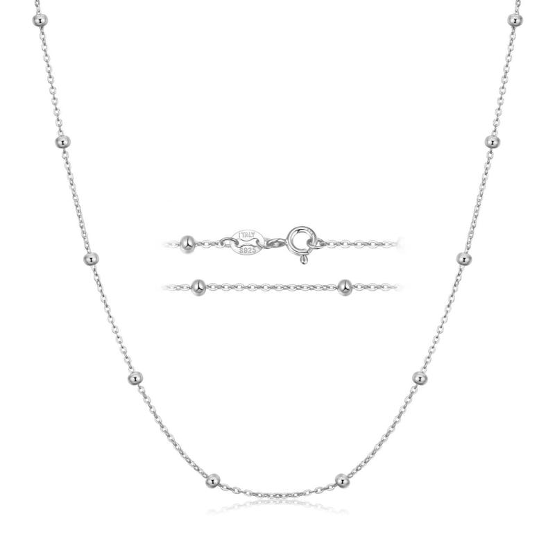 [YINDI] ネックレスチェーン 女性用 シルバー925 【金属アレルギー対応】 あずきチェーン ステーションチェーン 連続着用可能 ギフト プレゼント✿【安心のシルバー925素材】このチェーンは高品質のシルバー925を使用しており、優れ...