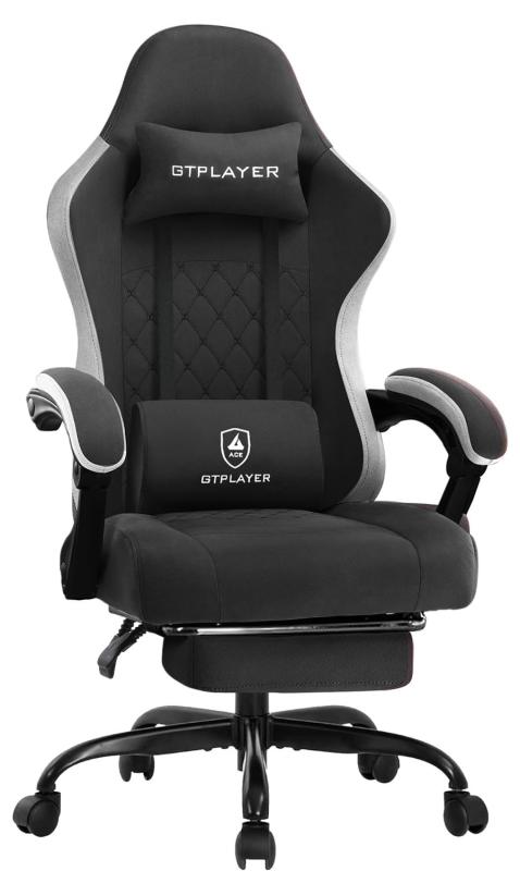 GTRacing (ジーティーレーシング) ゲーミングチェア ファブリック オットマン 椅子 イス テレワーク pcチェア デスクチェア オフィスチェア リクライニング