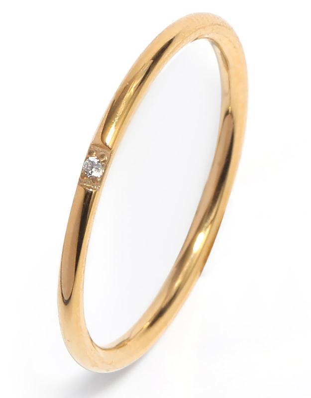 [GREG] リング 指輪 金属アレルギー対応 ニッケルフリー 錆びにくい K18GP キュービックジルコニア ステンレス 1.2mm 華奢 レディース メンズ 4号～21号 czダイヤ 1粒タイプニッケルフリー、カドミウム不使用、鉛不使用...