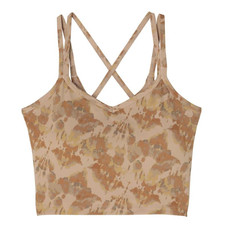 [アツギ] [クリアビューティアクティブ] 背中クロスヨガブラ ボタニカルニュアンス柄 吸汗速乾 97817ASヨガやフィットネスにおすすめなスポーツブラしなやかに伸びるポリエステル2way生地使用取り外し可能なパッド付き背中クロスデザイン...