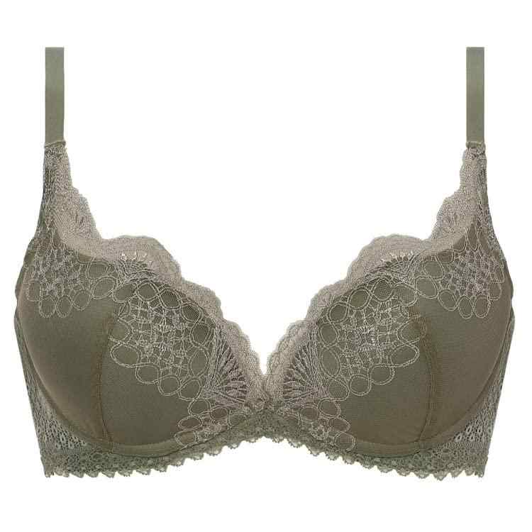 [AMOSTYLE BY Triumph] 夢みるブラノンワイヤー ジオメトリック フレームレディース締め付け感がなくラクなつけ心地がうれしいノンワイヤータイプ