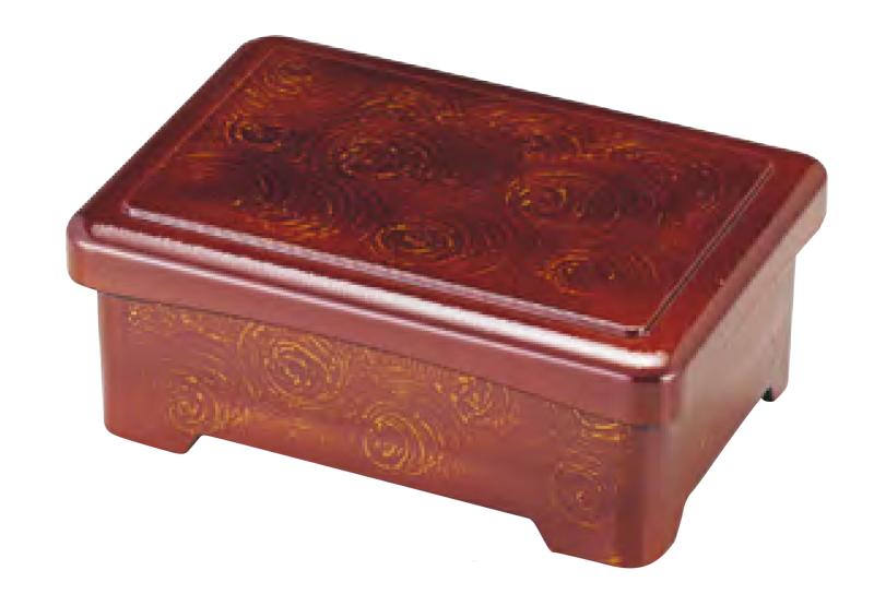 割烹漆器 若泉漆器 うなぎ重 D.X.長手重 うず潮内朱塗 1-568-9外寸：19.6×13.9×8cm内寸：17.4×11.4×4.2cm