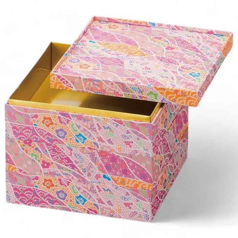 J-kitchens 漆器 重箱 3段 6.5寸 Vカット 紙 新幸せ結び 20.0cm 紙製 お重 お重箱 日本製外径サイズ：約 20.0cm x 20.0cm x 16.8cm1段内径サイズ：約 190cm x 190cm x H44c...