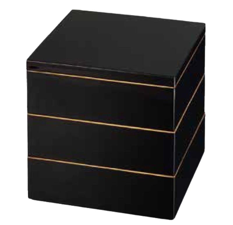 J-kitchens 重箱 3段 5.5寸 七福 お重箱 黒 16.5cm x 16.5cm x 16.5cm 日本製外径サイズ：約 16.5cm x 16.5cm x 16.5cm1段内径サイズ：約 157mm x 157mm x H47...