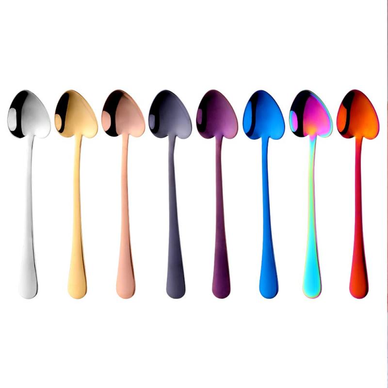 Buyer Star フルーツフォーク ケーキフォーク パフェスプーン ロングスプーン ティースプーン デザートスプーン 8本セット ステンレス製 オシャレ 耐久性