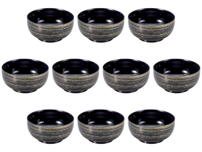 10個セット [A]5寸平日野丼 黒に金かすり [ 15φ×7.2cm(860cc) ] | 汁椀 ABS樹脂 セトモノホンポ(Setomonohonpo)各[ 15φ×7.2cm(860cc) ]ABS樹脂