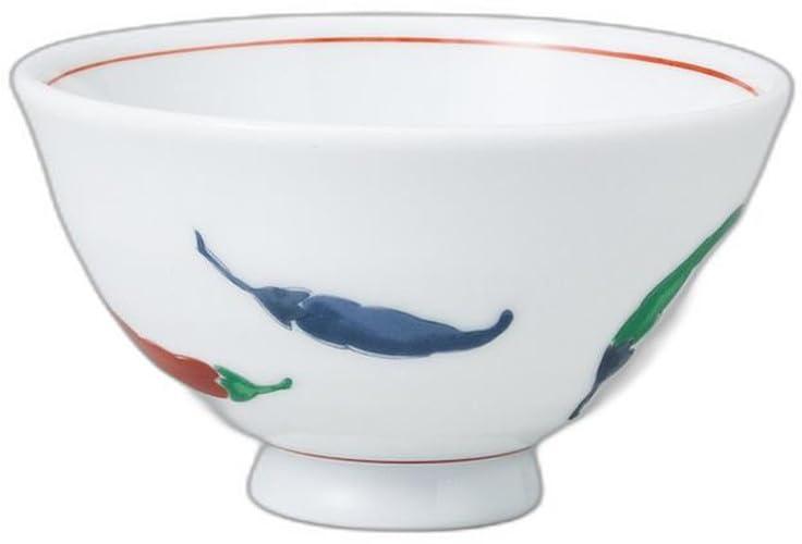 白磁唐辛子絵軽量茶碗 [ 11 x 11 x 6.5cm ] | 飯碗 セトモノホンポ(Setomonohonpo)[ 11 x 11 x 6.5cm ]