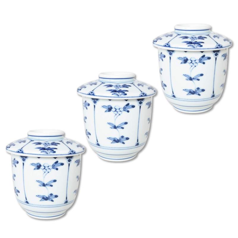ちゃわんむし器 茶碗蒸し 器 3個セット 食器 セット 有田焼 割草花 外蓋むし碗同じデザインの茶碗むし器を3個セットで販売。単品買いよりお得です。【サイズ】径7.8cm×高さ7.8cm（蓋を含まない本体のサイズ）高級料亭などでも使用される...