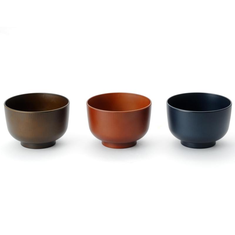 宮本産業 お椀 味噌汁椀 3個 セット レンジ・食洗機対応 モダン 木目調 トン汁椀(3色組）サイズ：約径12.0×高8.0cm材質：PET樹脂・耐熱ABS樹脂（ウレタン塗装）容量：約590mlしっくり落ち着きのある色合いです。木目調のボデ...