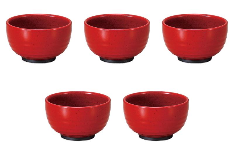 5個セット 赤ゆづ5.0多用碗 [ 16×9.8cm ] | 多用丼 セトモノホンポ(Setomonohonpo)各[ 16×9.8cm ]