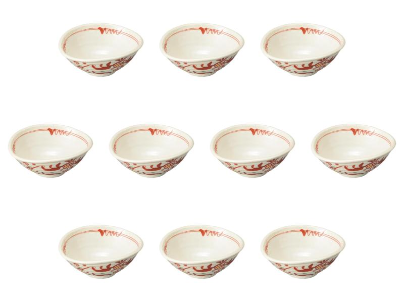 10個セット 粉引赤絵華たわみ鉢（小） [ 15.5×13.8×6cm ] | 中鉢 セトモノホンポ(Setomonohonpo)各[ 15.5×13.8×6cm ]