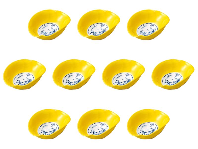 10個セット 雲型黄交趾小鉢 [ 13×10×5.3cm ] | 小鉢 セトモノホンポ(Setomonohonpo)各[ 13×10×5.3cm ]