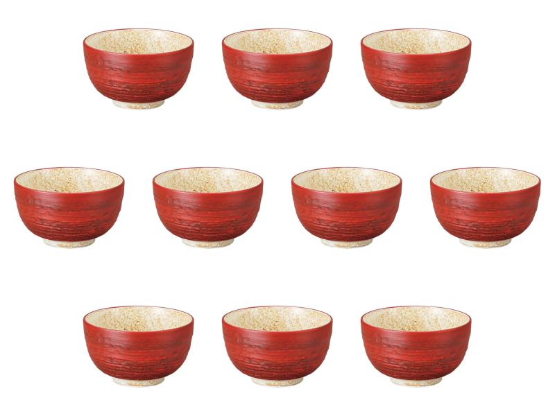 10個セット 朱巻志野4.6ロクロ目丼 [ 14.3×8.4cm ] | 多用丼 セトモノホンポ(Setomonohonpo)各[ 14.3×8.4cm ]