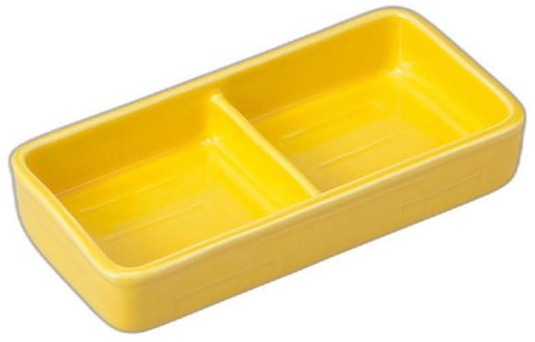 黄輝二品盛 大 [ 16.3 x 8 x 3.3cm ] | 仕切皿 2品 強化磁器 セトモノホンポ(Setomonohonpo)[ 16.3 x 8 x 3.3cm ]強化