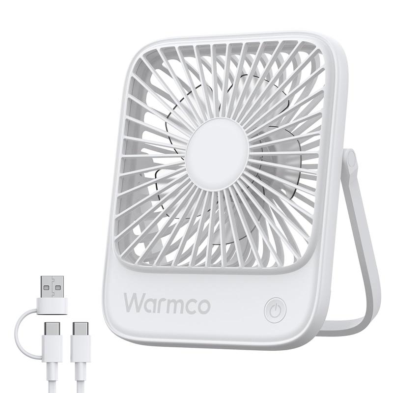 Warmco USB接続式 4インチ超薄型卓上扇風機｜強力風量 無刷モーター 3段階風量調整 静音設計 省エネ デスク/家庭用