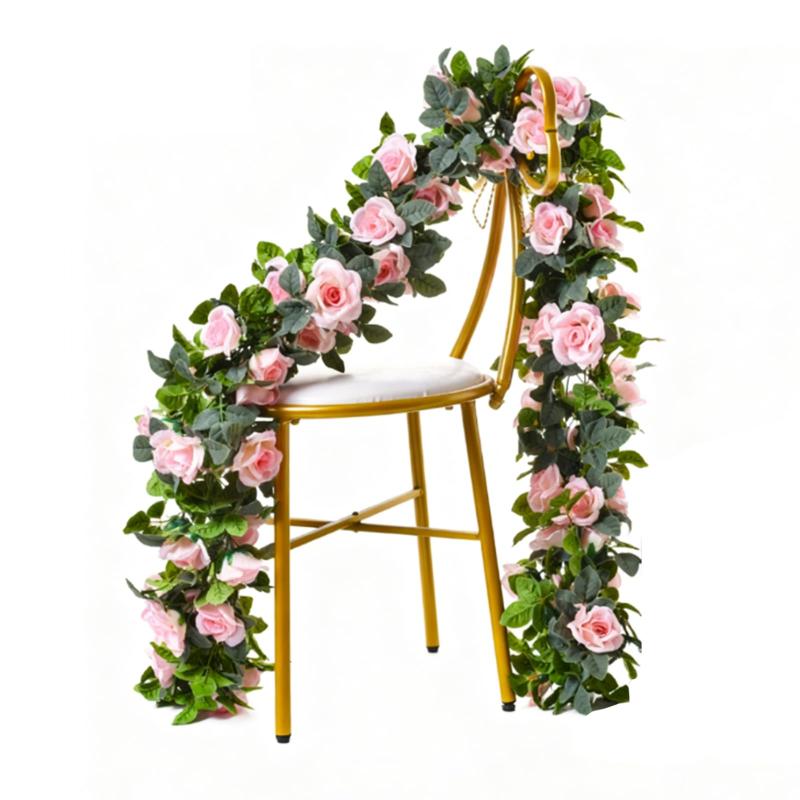 siawadeky バラ ガーランド 造花 4本入り 45頭花/本 枯れない 藤の花 薔薇 観葉植物 手作り花輪 写真小道具 結婚式 プロポーズ パーティー 飾り 壁掛け 吊り下げ デコレーション バレンタインデ